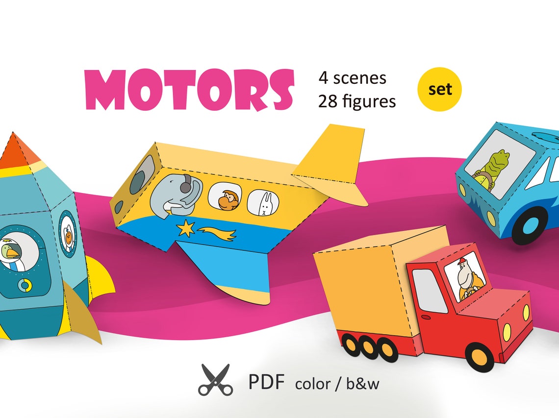 Motors Set Easy Crafts for Kids. Papercraft Templates - Etsy