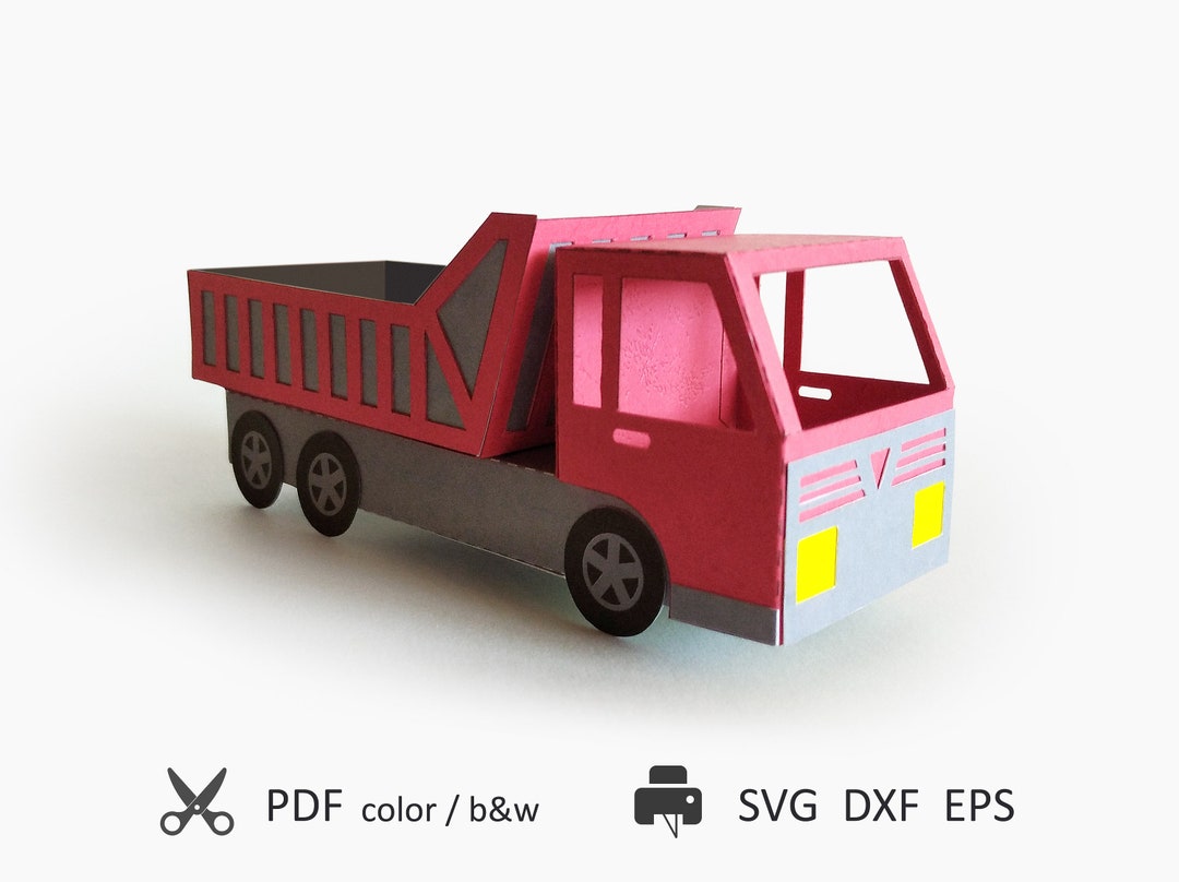 Dump Truck Template for Cricut. Papercraft Toy in SVG DXF and - Etsy