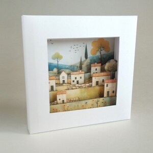 Shadow Box Template. Landscape With Houses - Etsy