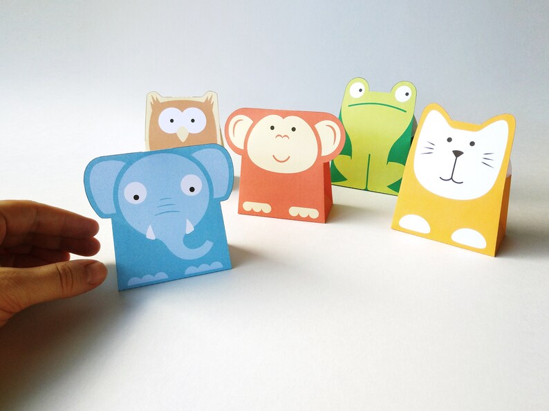 5 Gift Bags Templates Cat Elephant Frog Owl Monkey. PDF - Etsy
