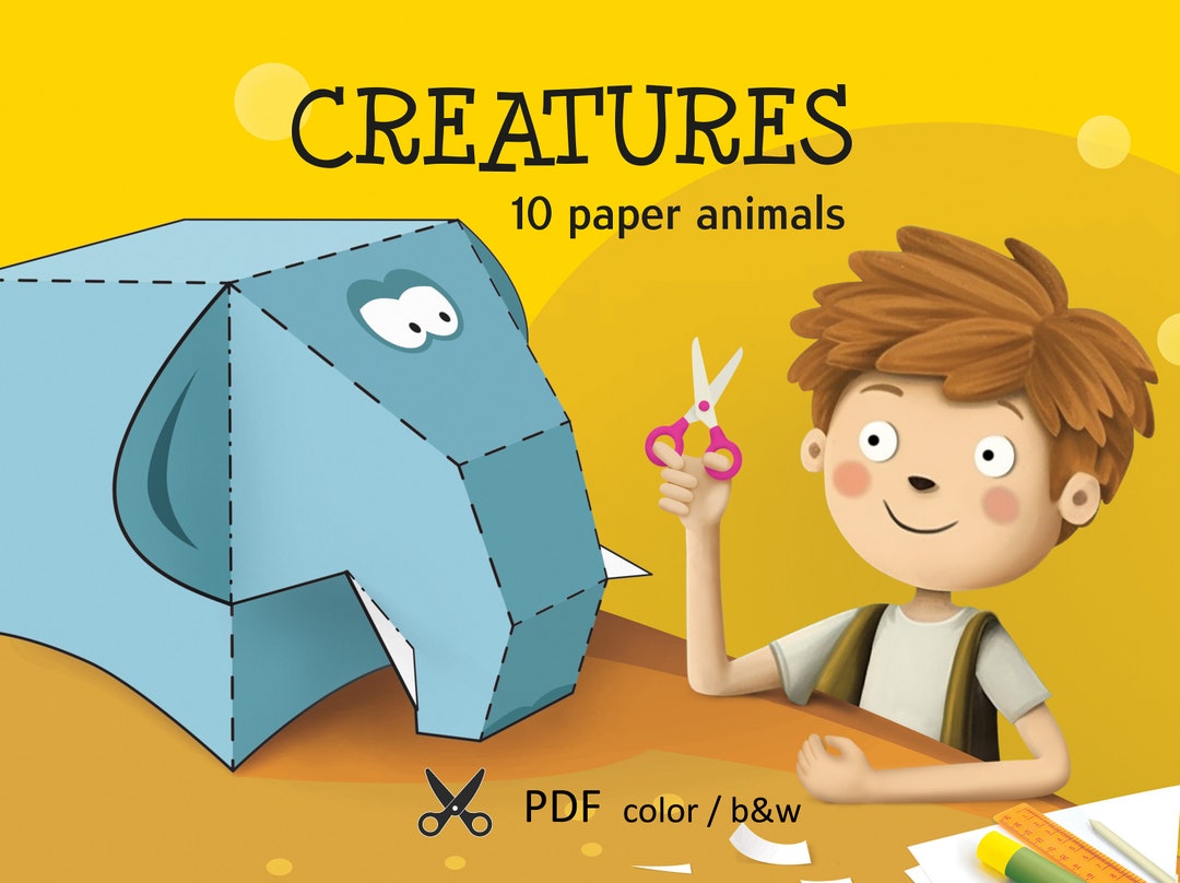 Paper Animals. Easy Paper Toys for Kids. Printable Templates - Etsy