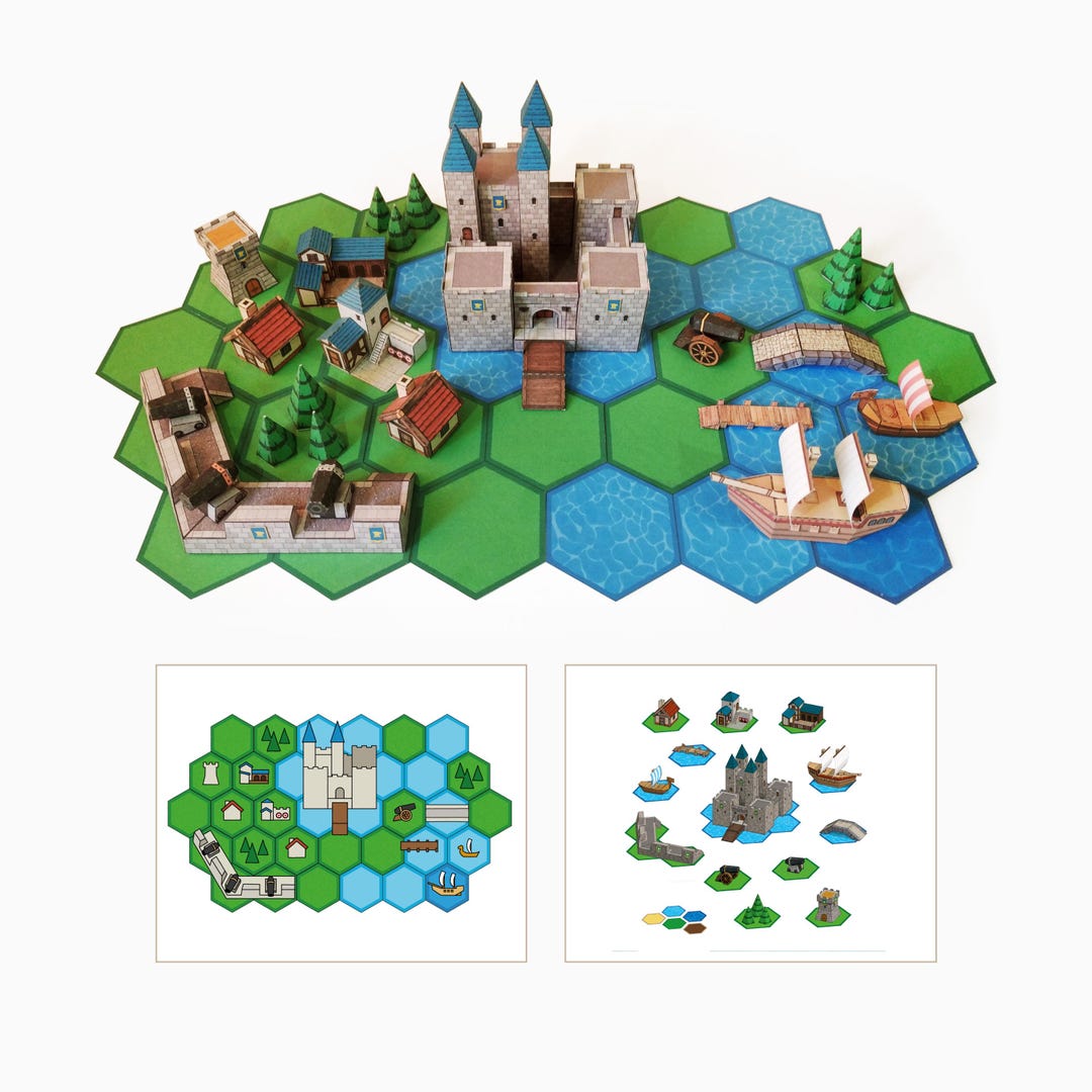 Marinth Kingdom City Set – Printable Paper Miniatures, Medieval Castle ...