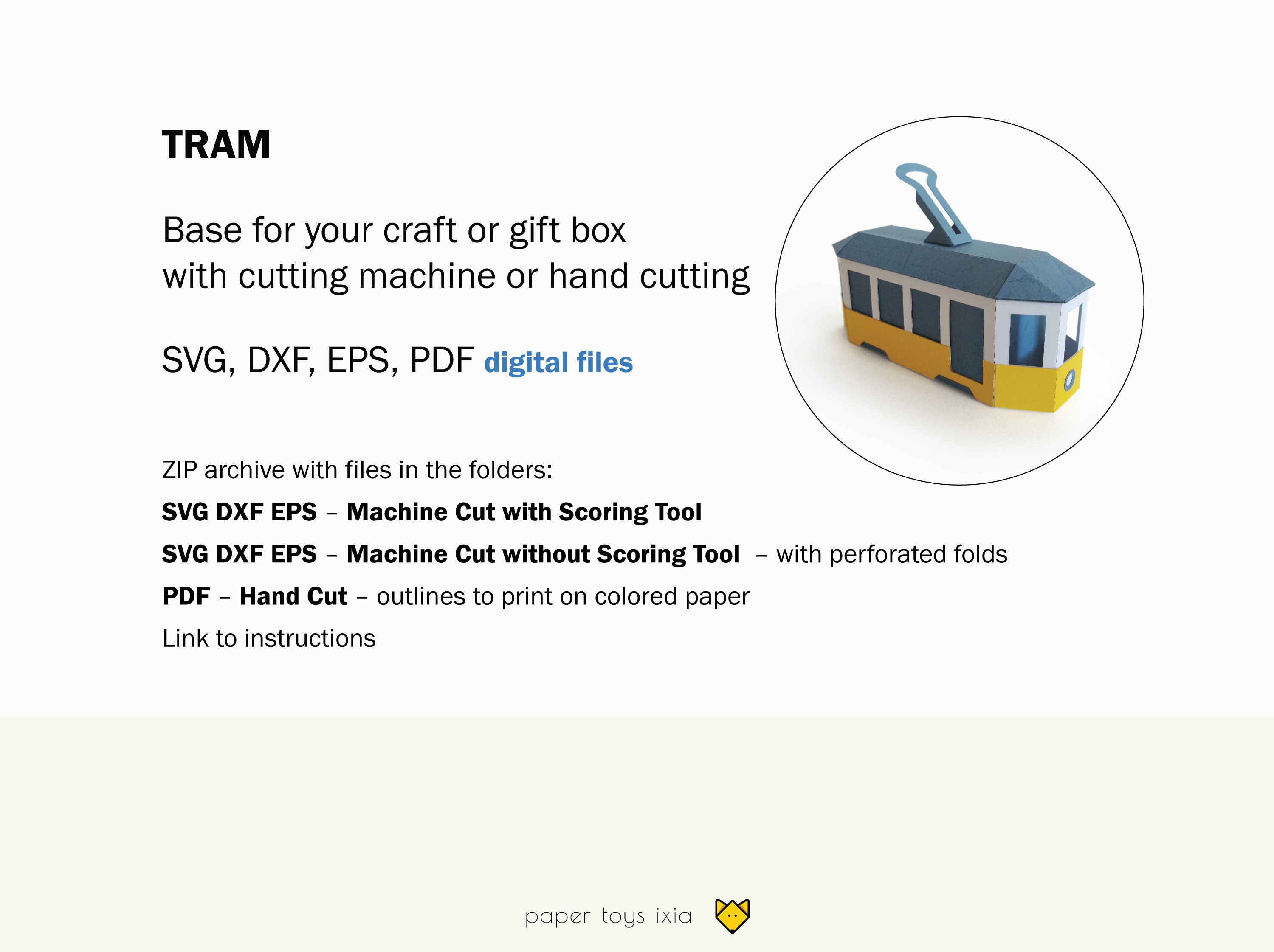 Paper Tram. Template for Your Craft or Gift Box. Digital File - Etsy Canada