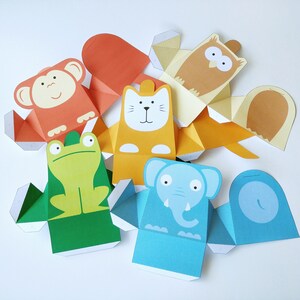 5 Gift Bags Templates - Cat, Elephant, Frog, Owl, Monkey. PDF, SVG and ...