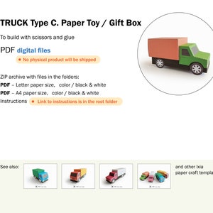 TRUCK Type C. Paper Toy / Gift Box - Etsy