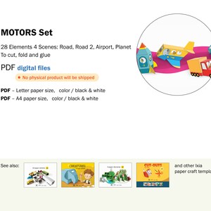 Motors Set - Easy Crafts for Kids. Papercraft Templates - Etsy