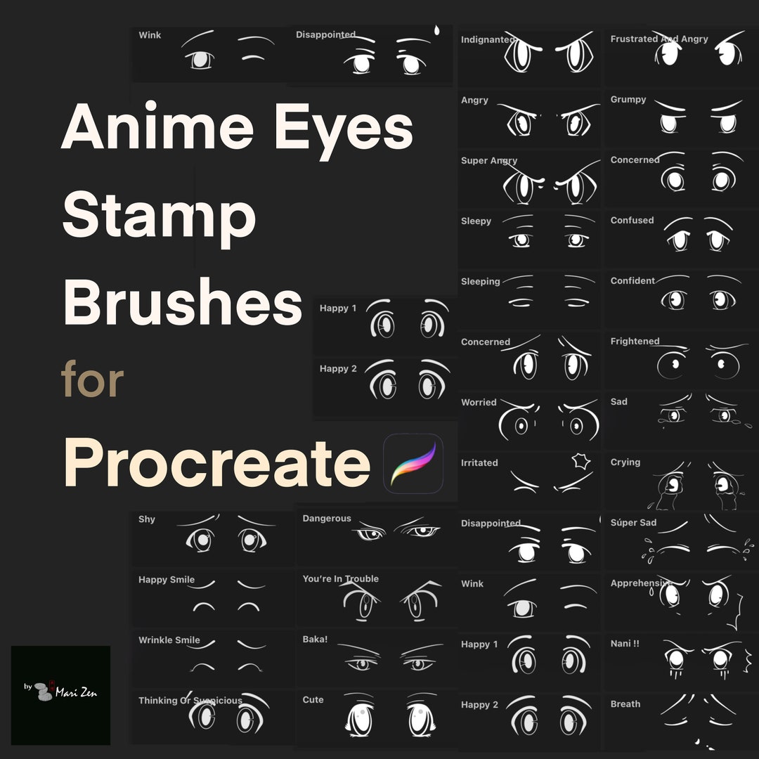 Procreate Anime Eye Stamp Brush for Eyes Reference Brush Stamps for ...