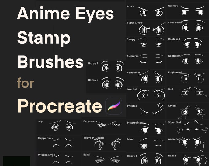 Procreate Anime Eye Stamp Brush for Eyes Reference Brush Stamps for ...