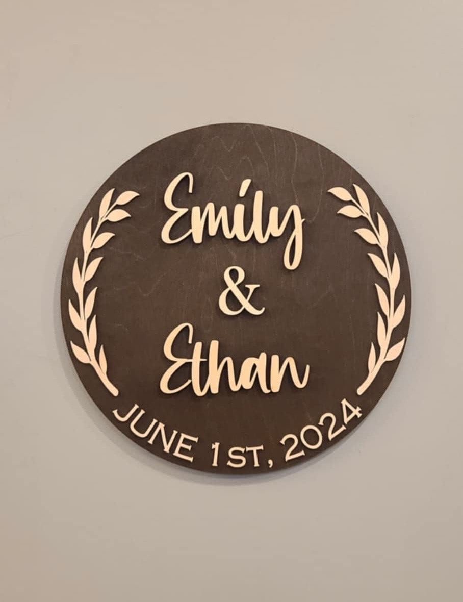 Personalized Round Wedding Sign | Custom Wood Sign | Anniversary Gift ...
