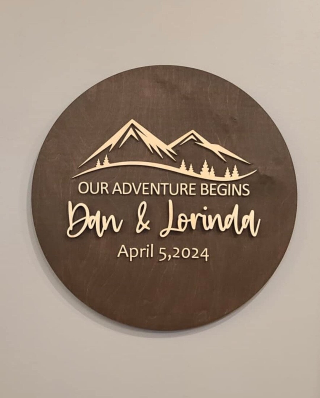 Personalized Round Wedding Sign | Custom Wood Sign | Anniversary Gift ...