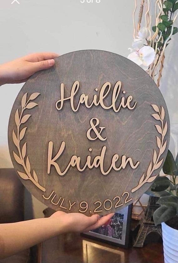 Personalized Round Wedding Sign | Custom Wood Sign | Anniversary Gift ...