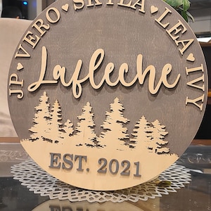 Personalized Round Name Sign Family Name Sign Wooden Sign Custom Wood ...
