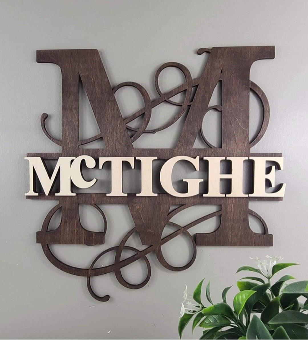 Custom Split Monogram Sign, Family Letter Sign, Capital Letter Wood Sign, Monogram Wood Sign ...