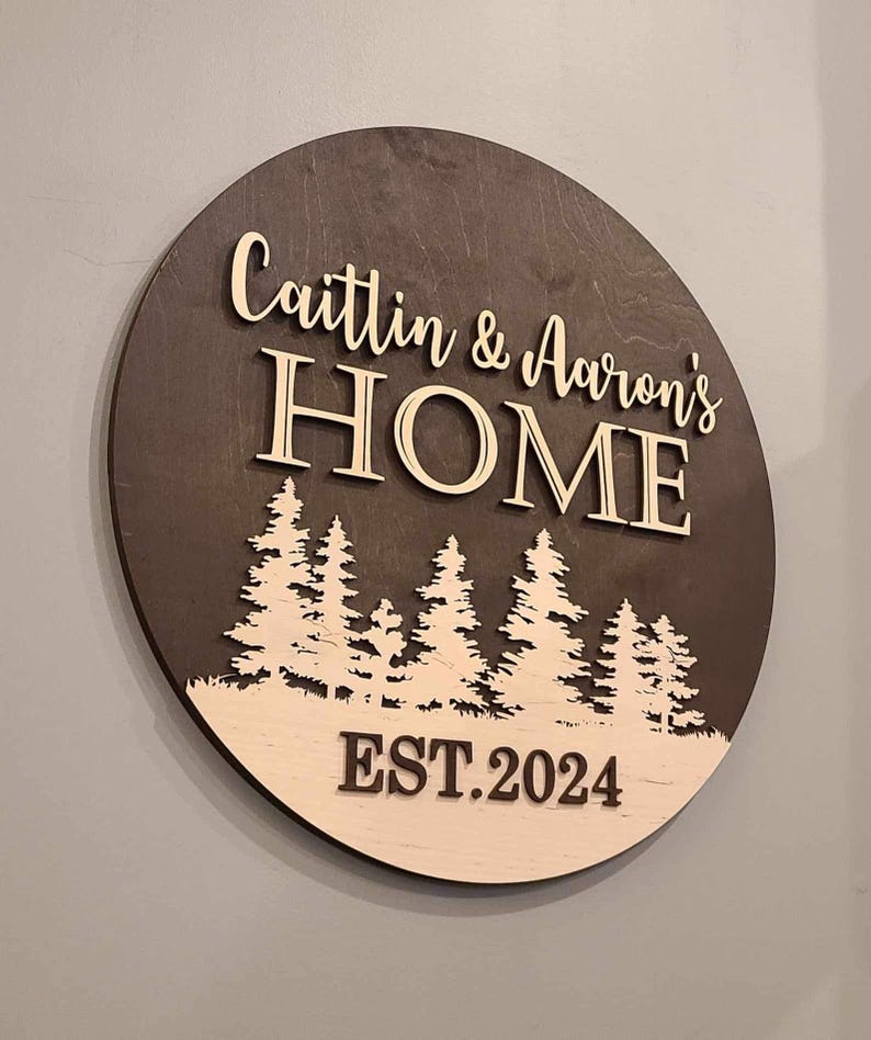 Personalized Round Wedding Sign | Custom Wood Sign | Anniversary Gift ...