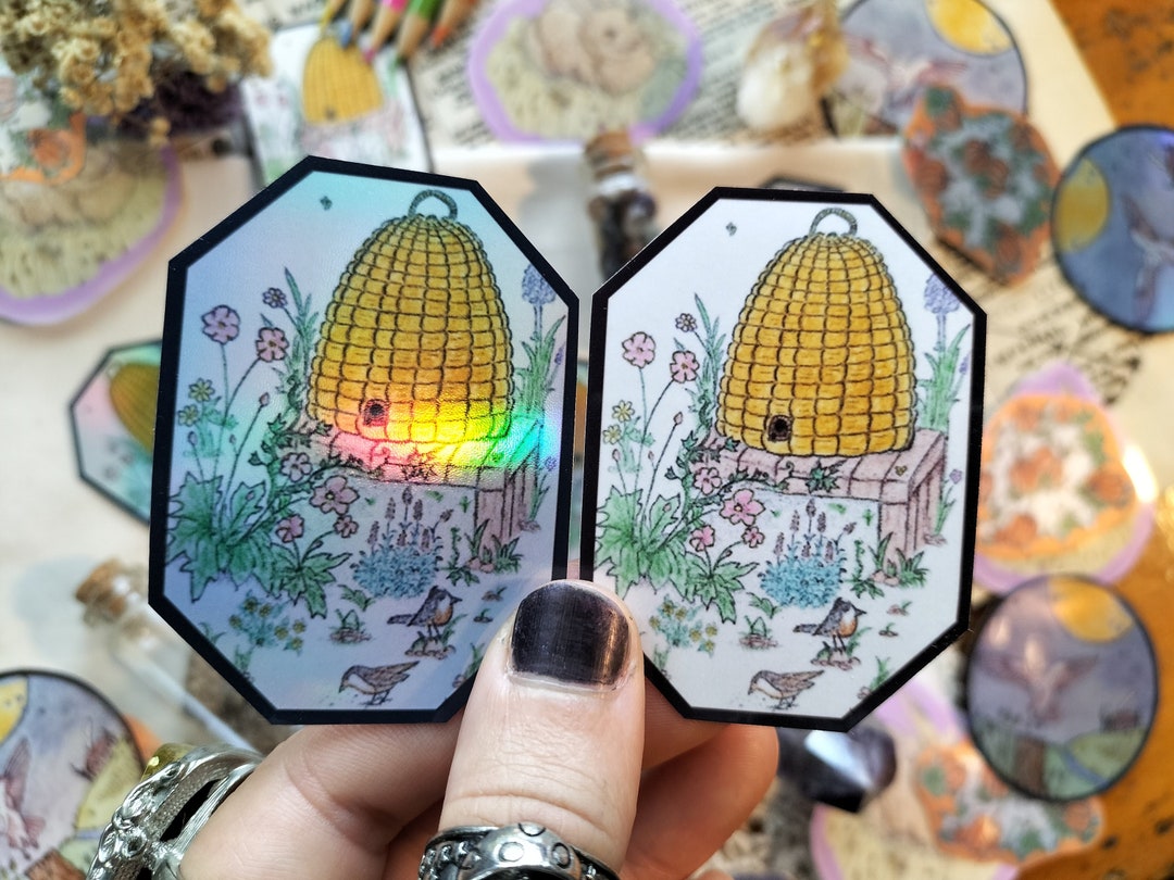 Bee Hive Vinyl Sticker Holographic or Gloss Illustration Artist Design ...