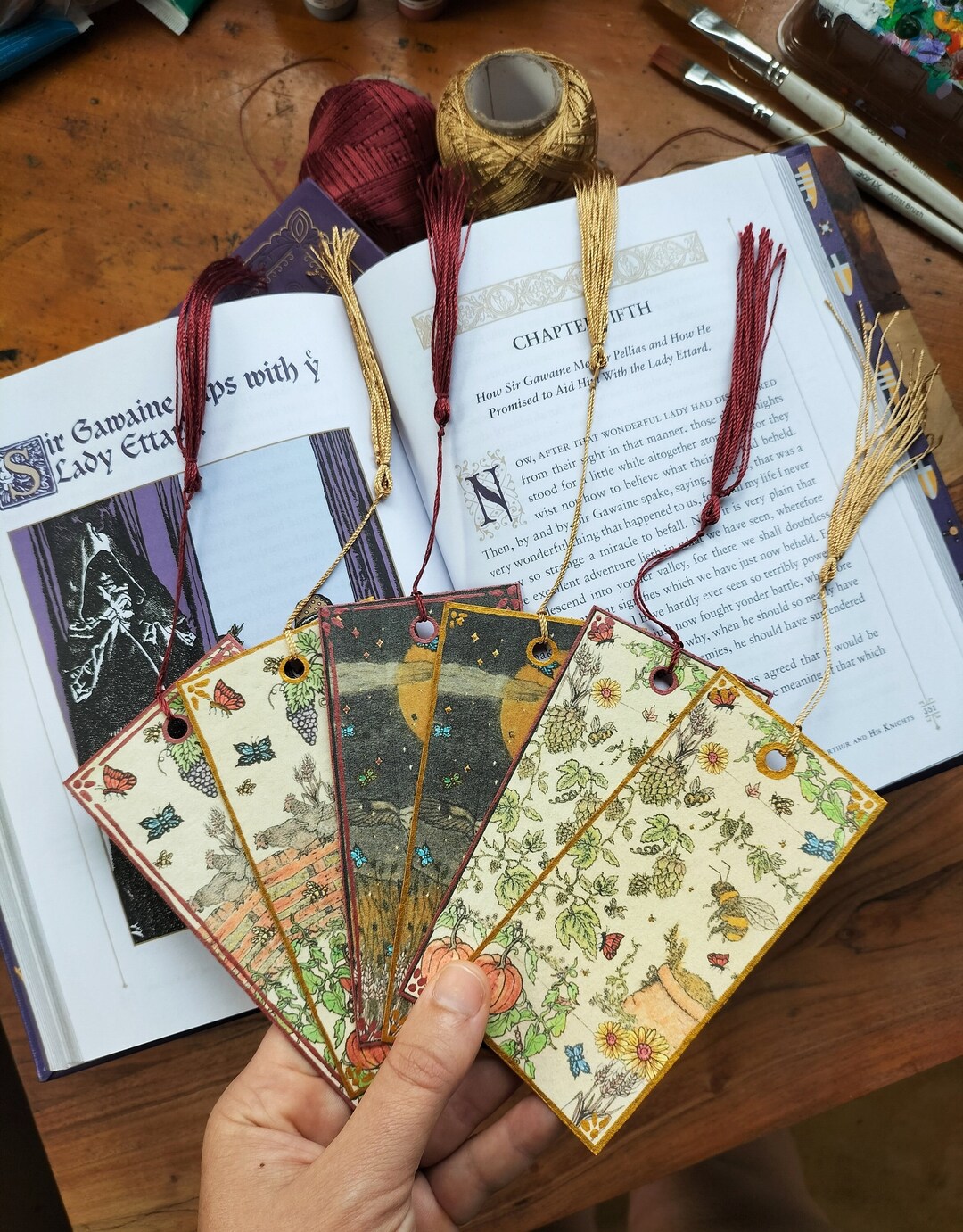 Metallic Bookmark Moon Owl Bees Handmade Luxury Bookmark Book Lovers ...