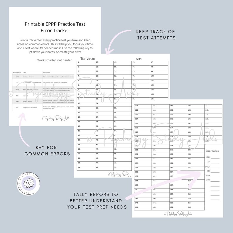 EPPP Practice Test Error Tracker - Etsy
