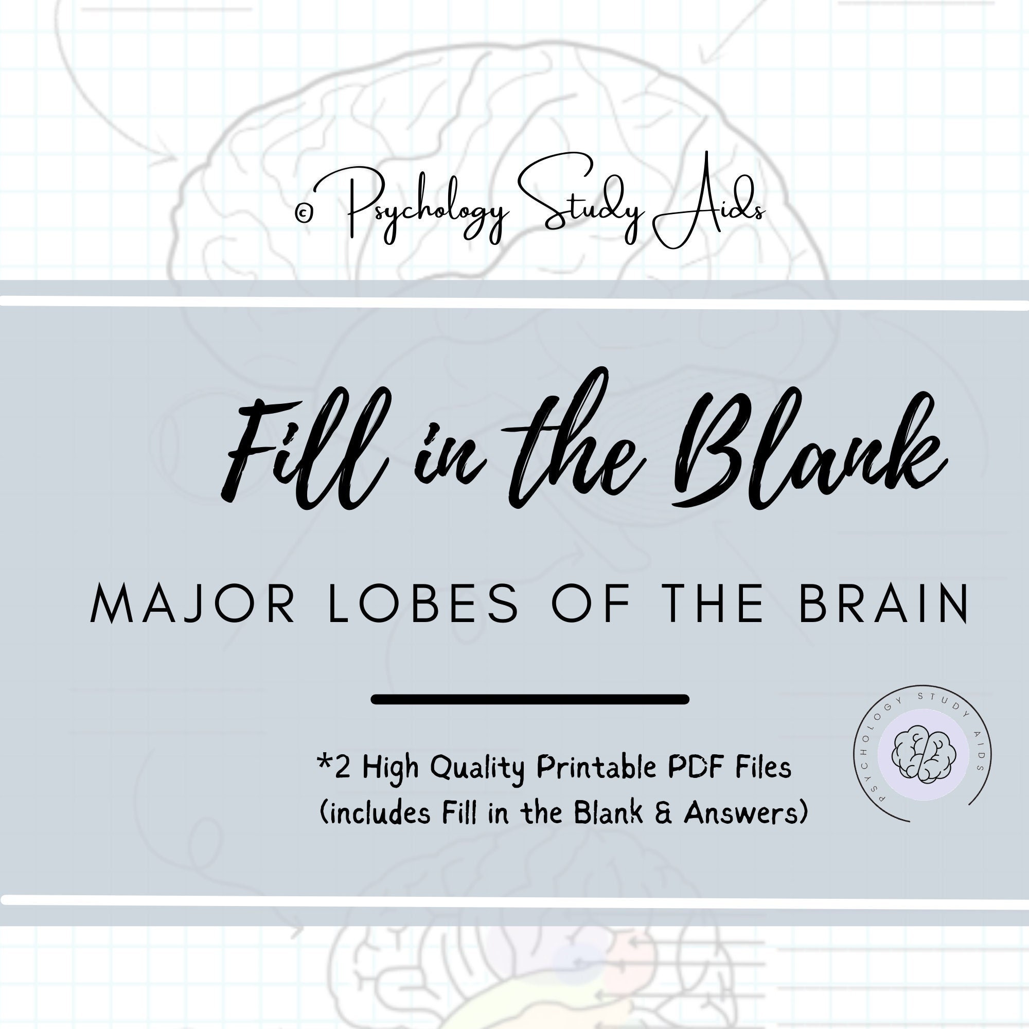 Parts of the Brain Printable Study Aid Fill in the Blank - Etsy