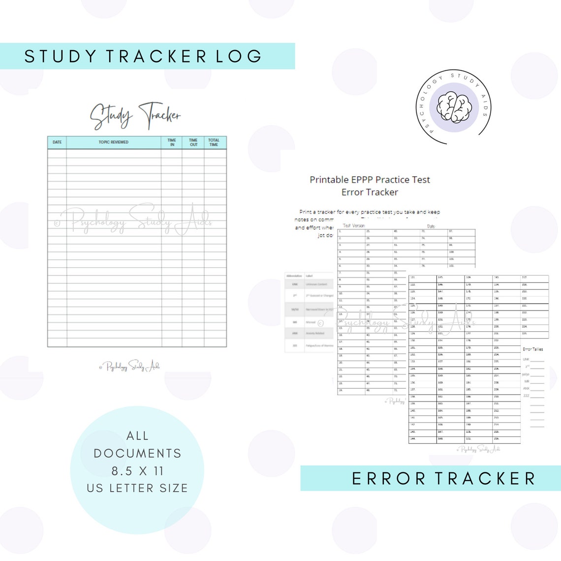 EPPP Study Planner Bundle With Error Tracker, Calendars, Notes, & Study ...
