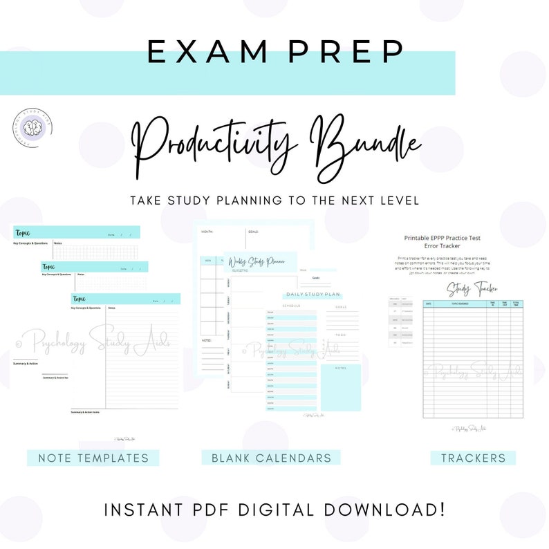 EPPP Study Planner Bundle With Error Tracker, Calendars, Notes, & Study ...