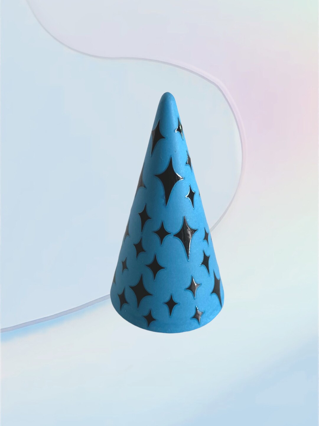 Handmade Blue Jesmonite Black Star Pattern Ring Holder - Etsy