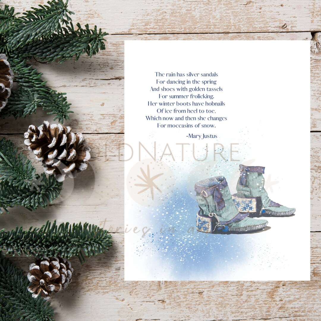 Winter Moccasins, Footwear Poem, Classic Winter Poem Print, Christmas ...