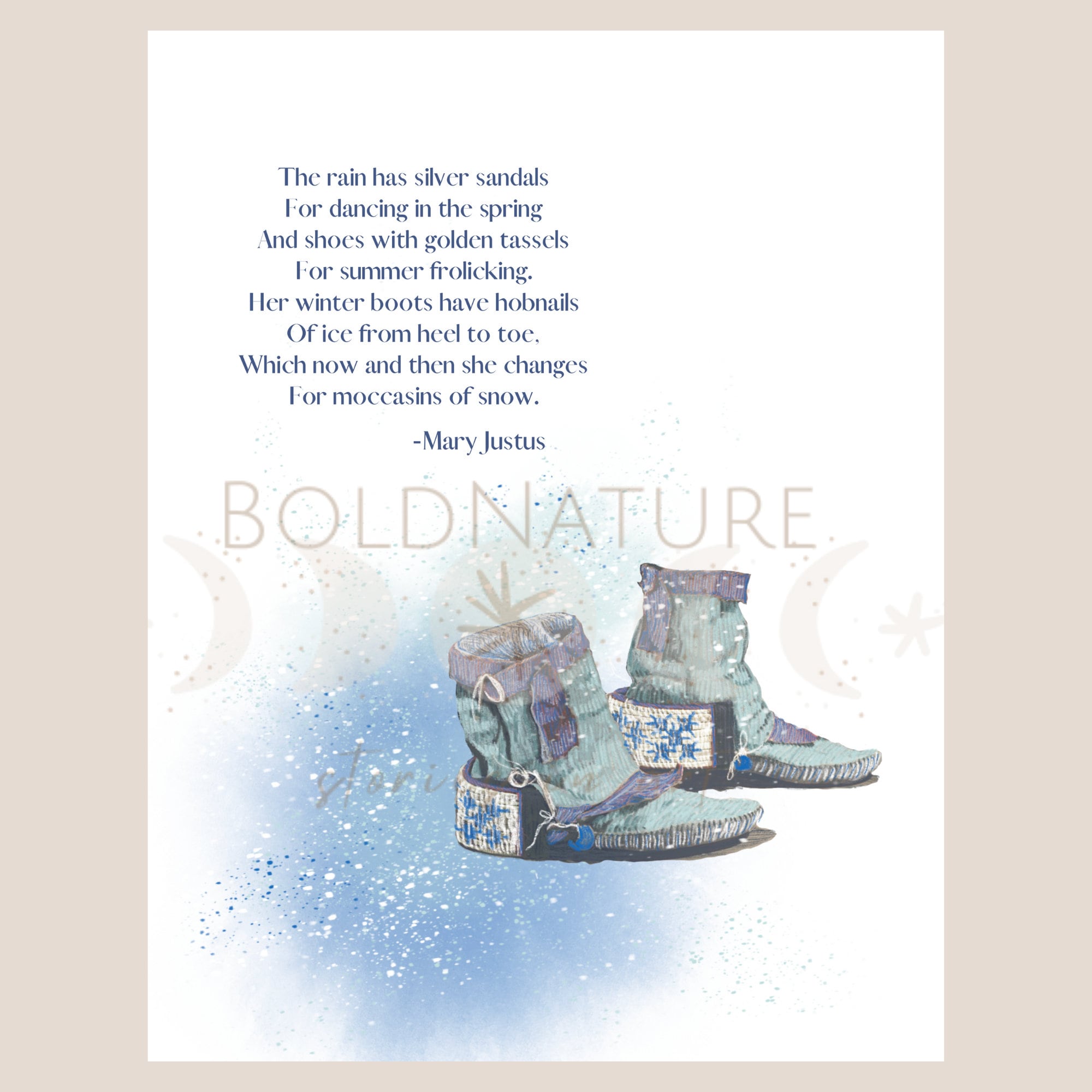 Winter Moccasins, Footwear Poem, Classic Winter Poem Print, Christmas ...