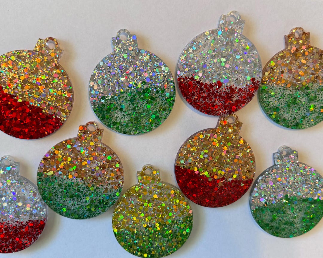 Christmas Round Ornaments | Resin Baubles | Glitter | Handmade - Etsy ...