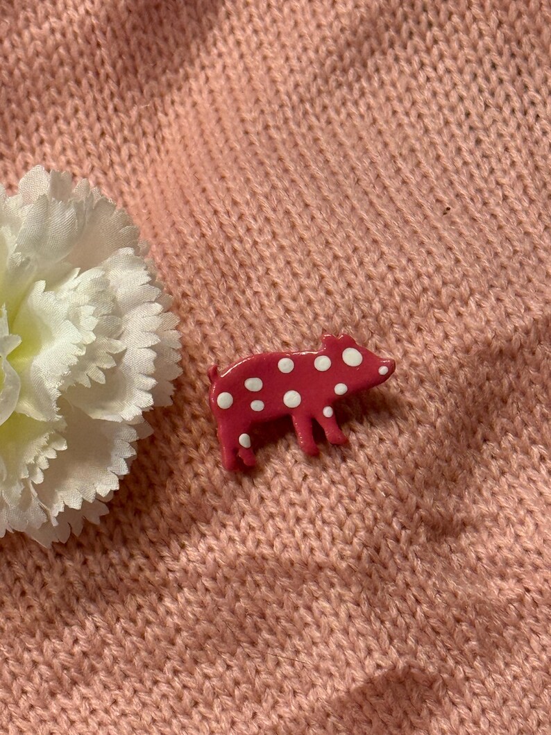 Polka Dot Pig Magnet: Polymer Clay Magnet - Etsy
