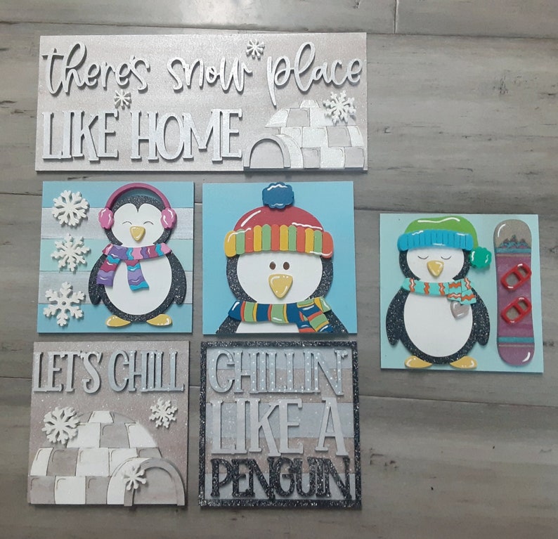 Winter Penguin Ladder Tiles - Etsy