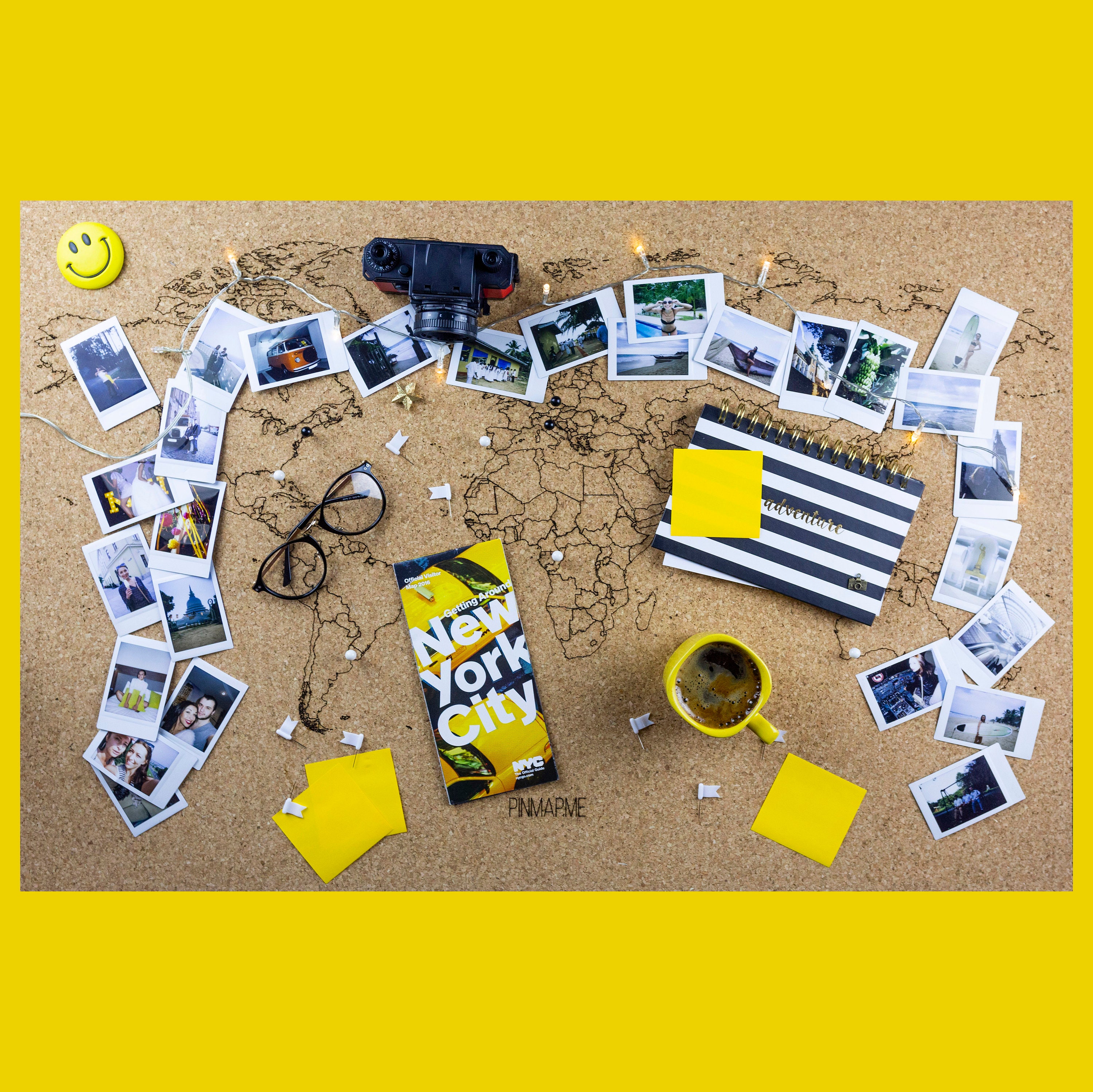 Word Cork Map - Best Corkboard Map for Travellers - Etsy