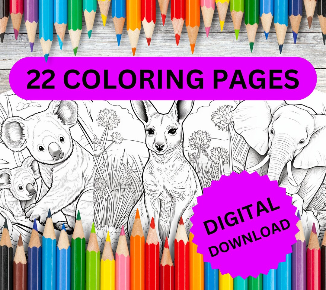 22 Cute Animal Coloring Pages, Adorable Animal Coloring Book Pages - Etsy