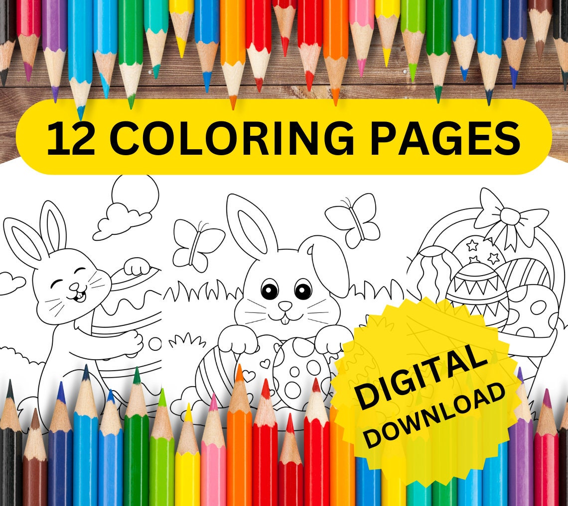 12 Easter Coloring Pages, Easter Coloring Pages for Kids, Easter ...