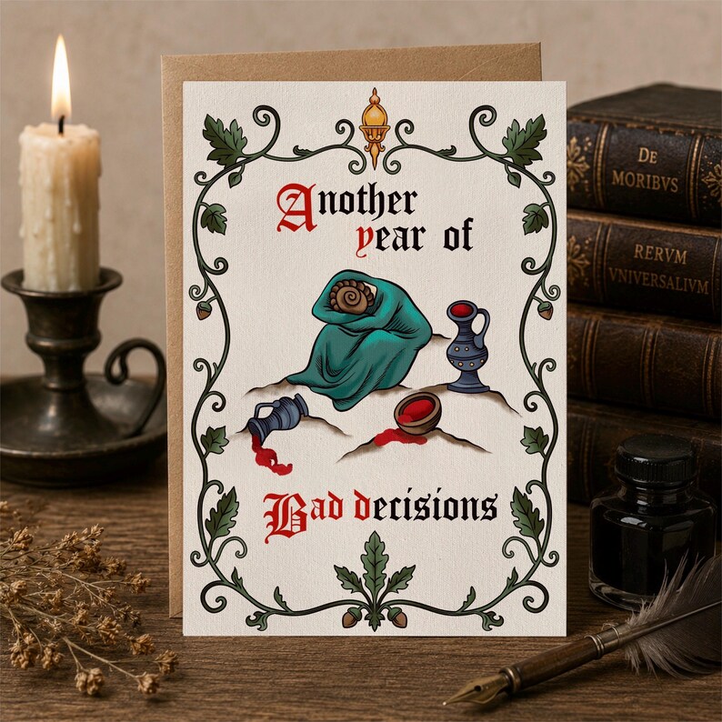 Medieval Birthday Card | Another Year of Bad Decisions Humour (digital ...