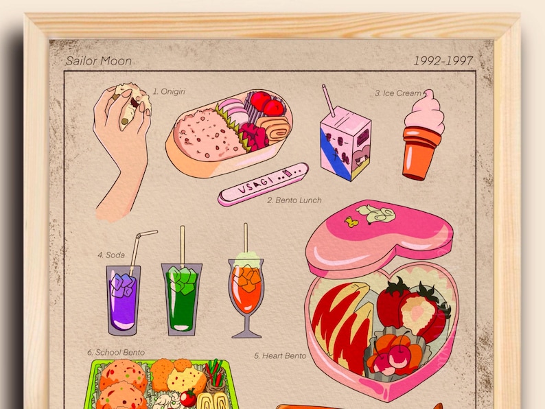 Sailor Moon Foods | Vintage Poster | Digital Print | Digital Download ...