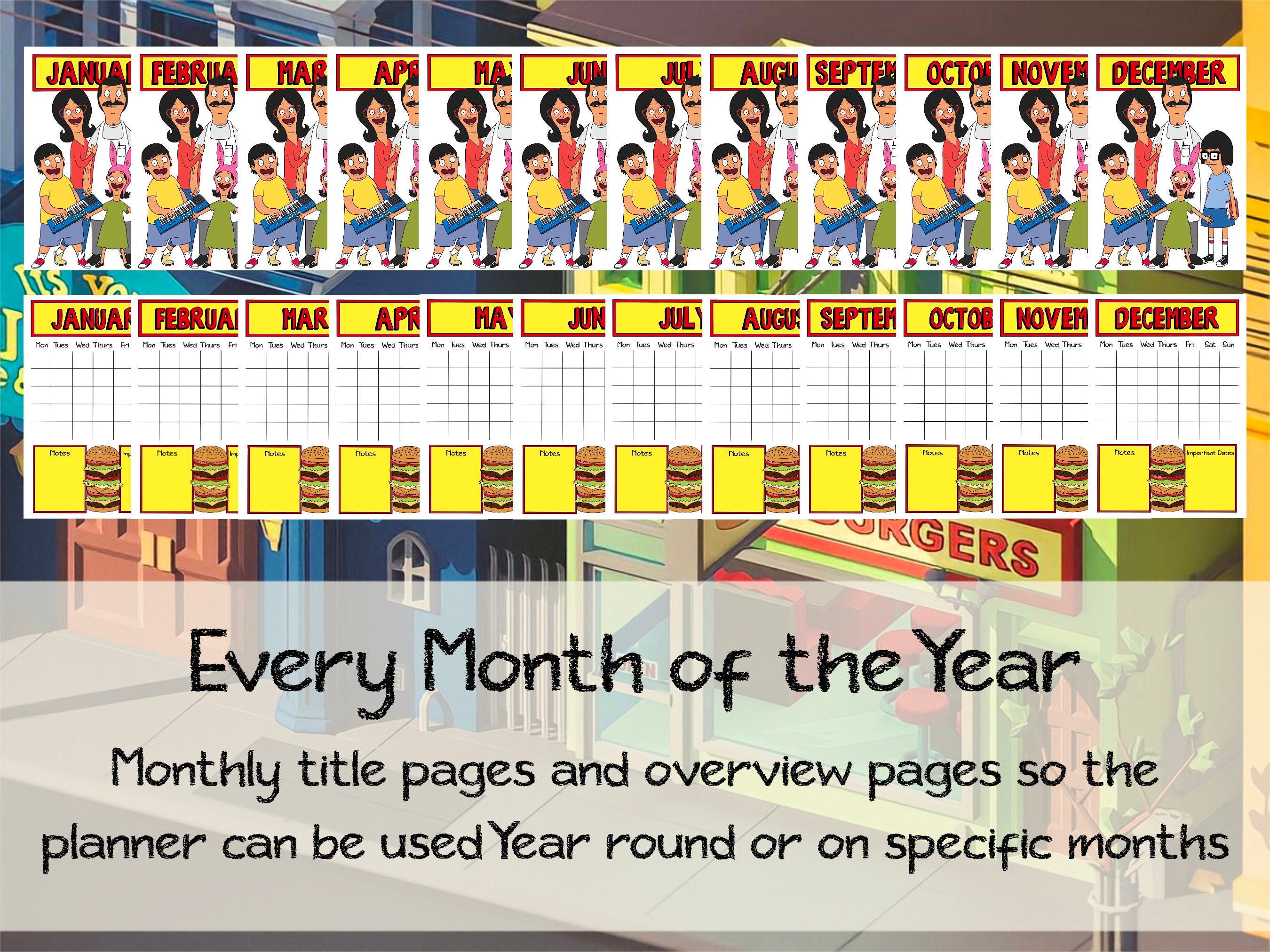 Bob's Burgers Printable Planner Pages: Bujo Journal Bundle (digital ...