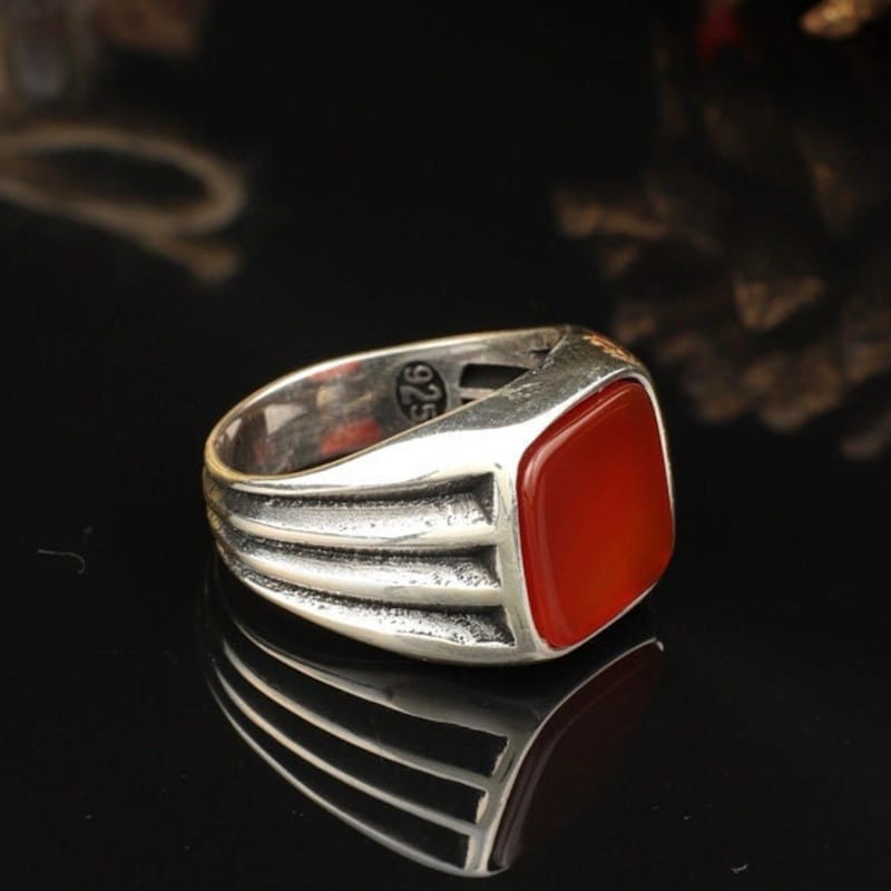 Mens Red Stone Ring - Etsy
