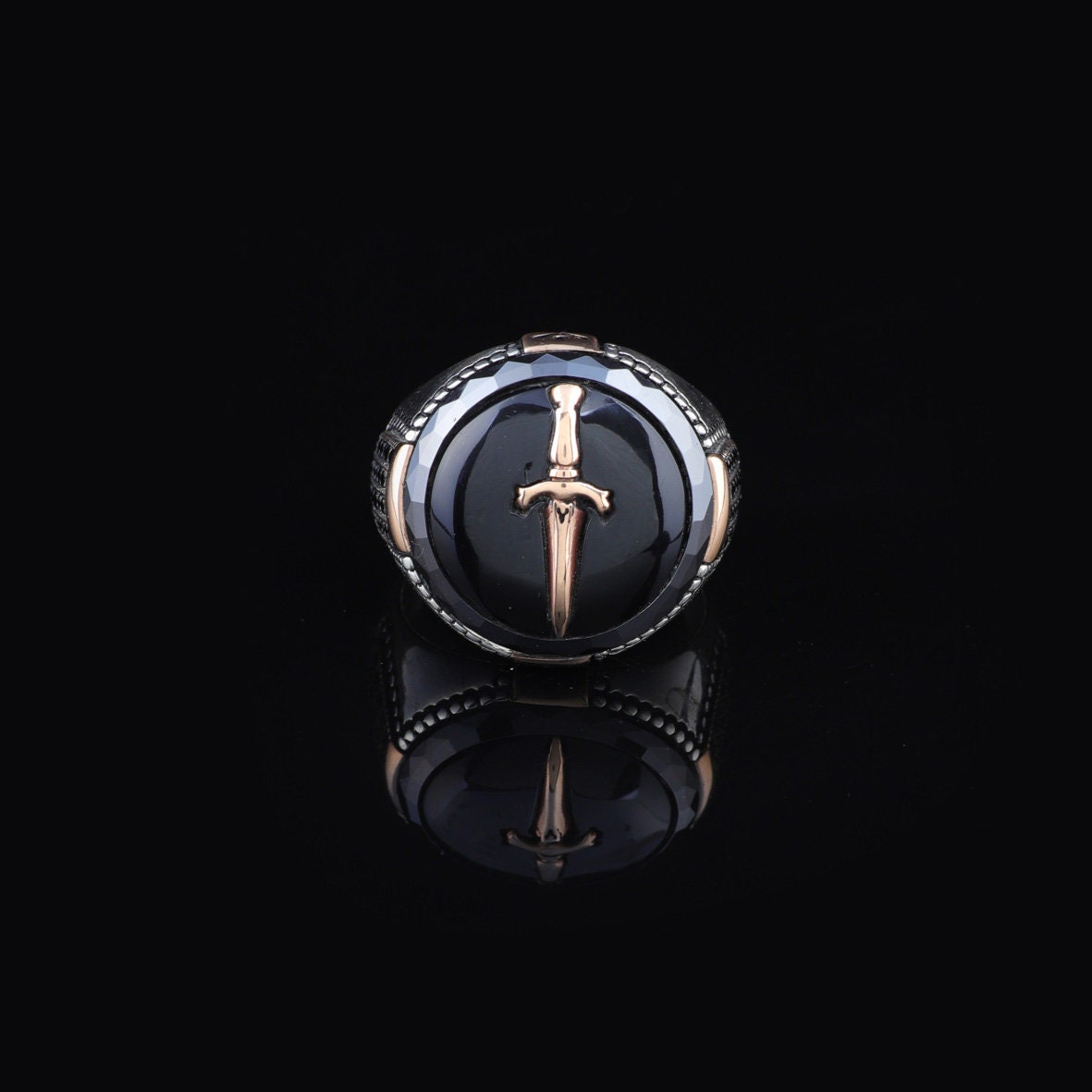 Black Onyx Men's Ring , Sword Ring , Black Onyx Ring Sterling Silver ...