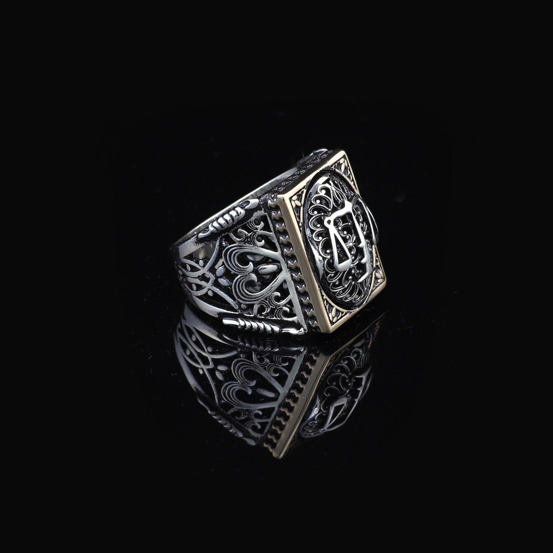 Oxidized Sterling Silver Scale Ring, Handmade Libra Jewelry - Etsy