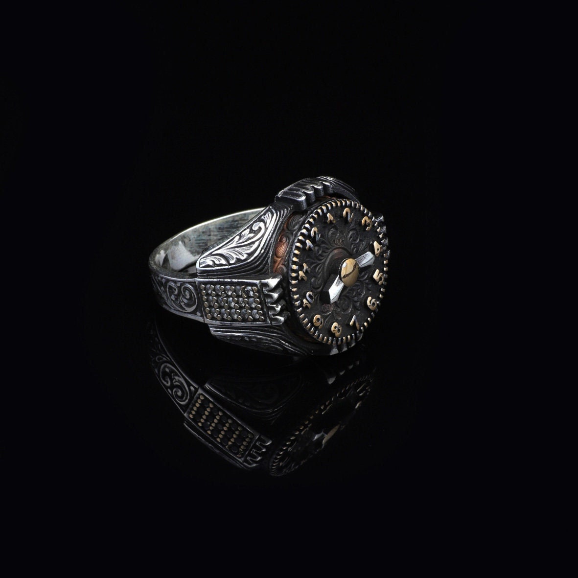Vintage 925k Sterling Silver Watch Ring - Clock Wheel Design - Etsy