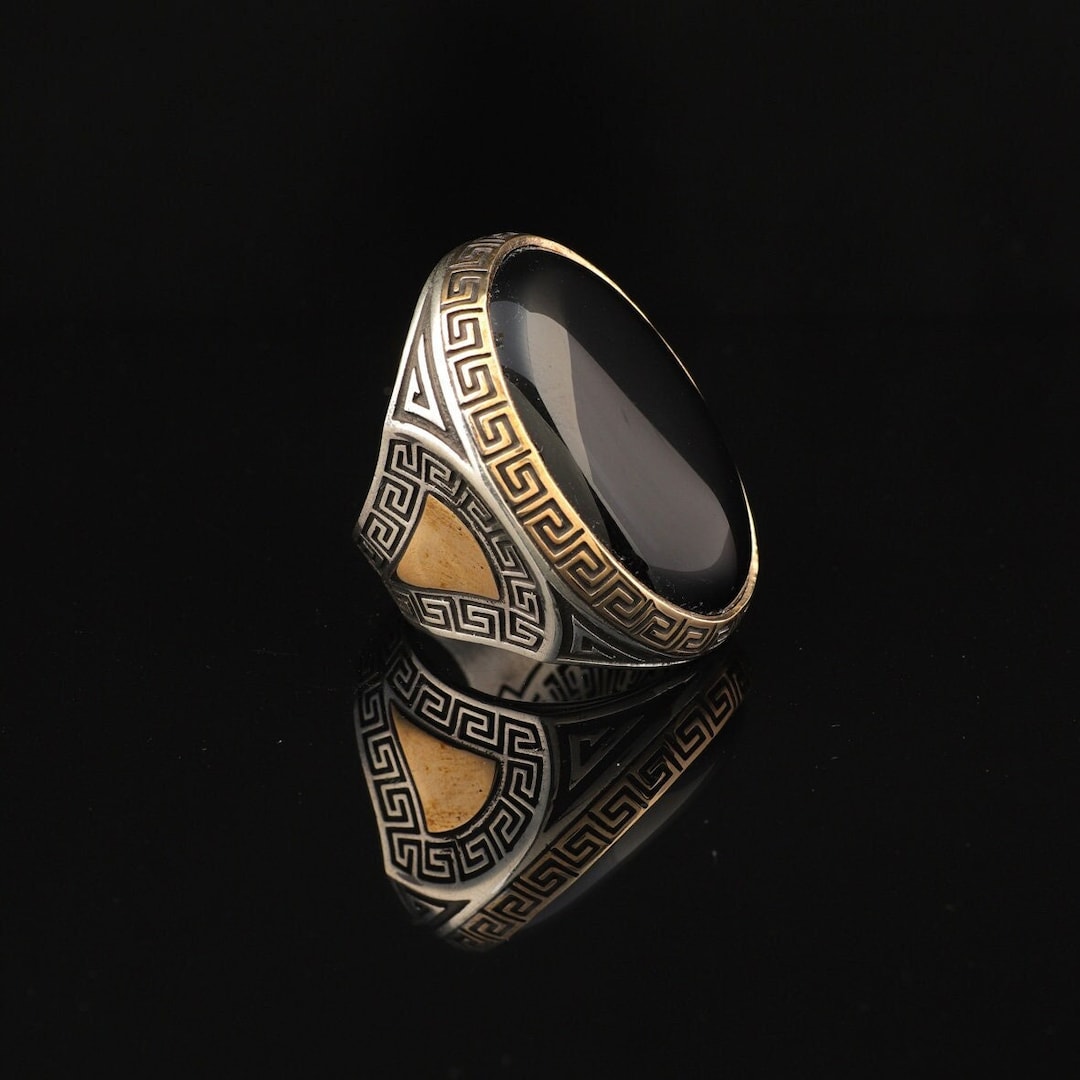 Onyx Large Stone Ring, Men Onyx Stone Ring , Black Onyx Stone Ring ...