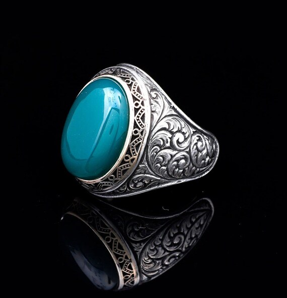 Jewellery Pit Handmade Jade Men s Ring 925 Sterling Silver Gemstone Jewelry With Silver Polishing Cloth Gift Jade Ring for Men Etsy