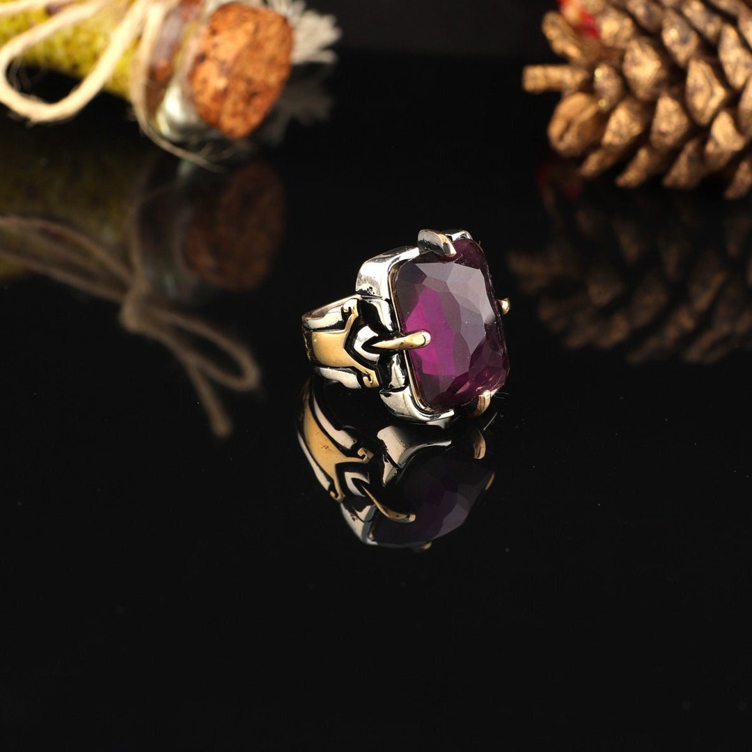 Purple Sapphire Ring,ottoman Ring for Men,gemstone Ring for Men,mens ...