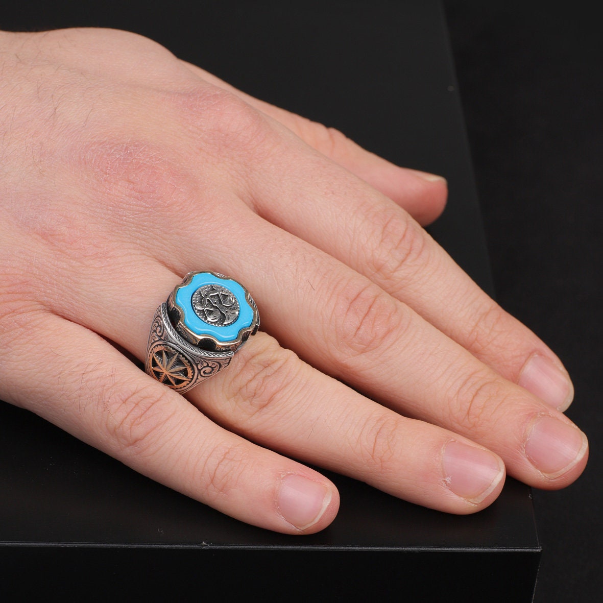 Turquoise Ring Men, Scale Ring Men , Wheel Men Ring , Silver Lawyer ...