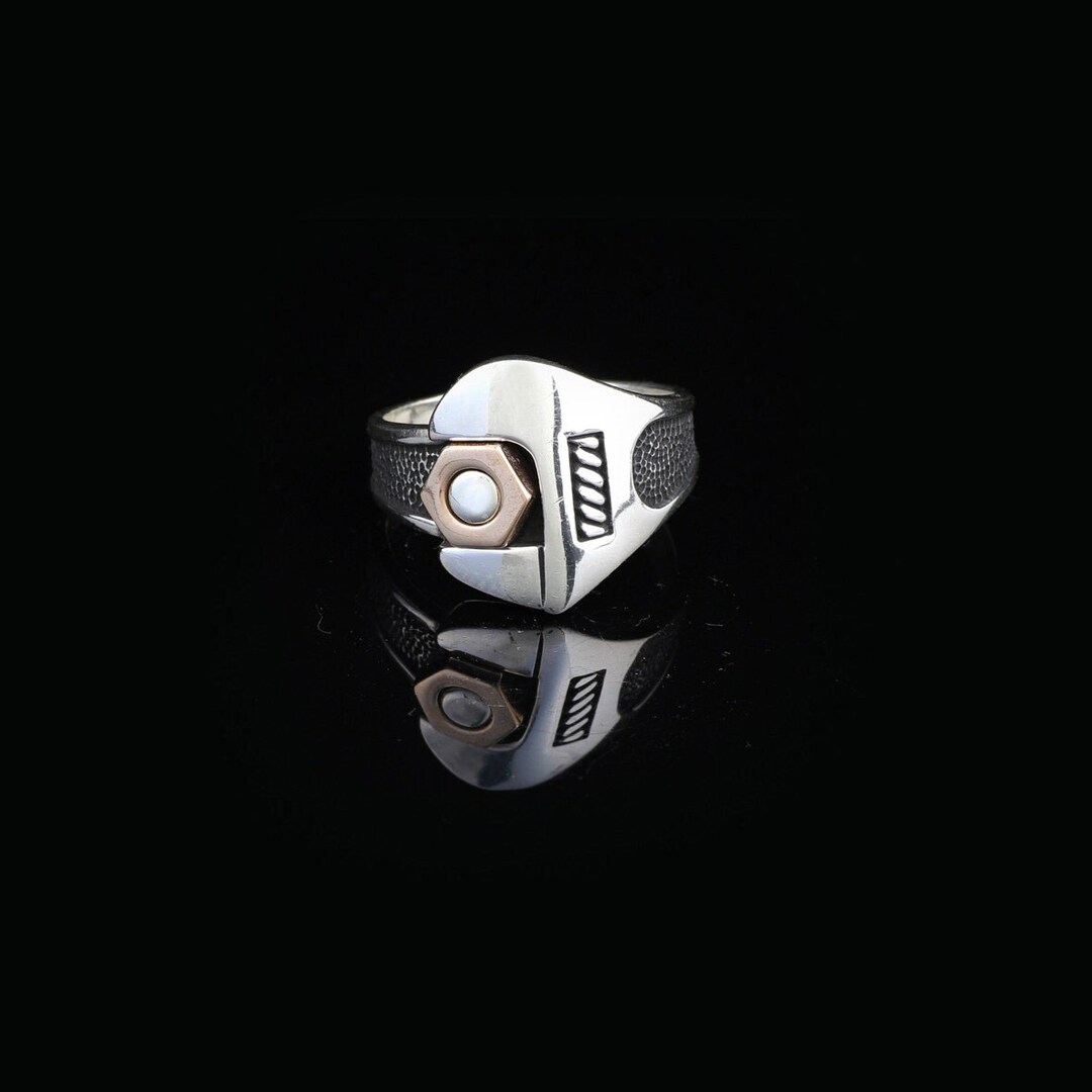 Sterling Silver Fidget Spinner Ring: Biker Screw Ring for Men - Etsy