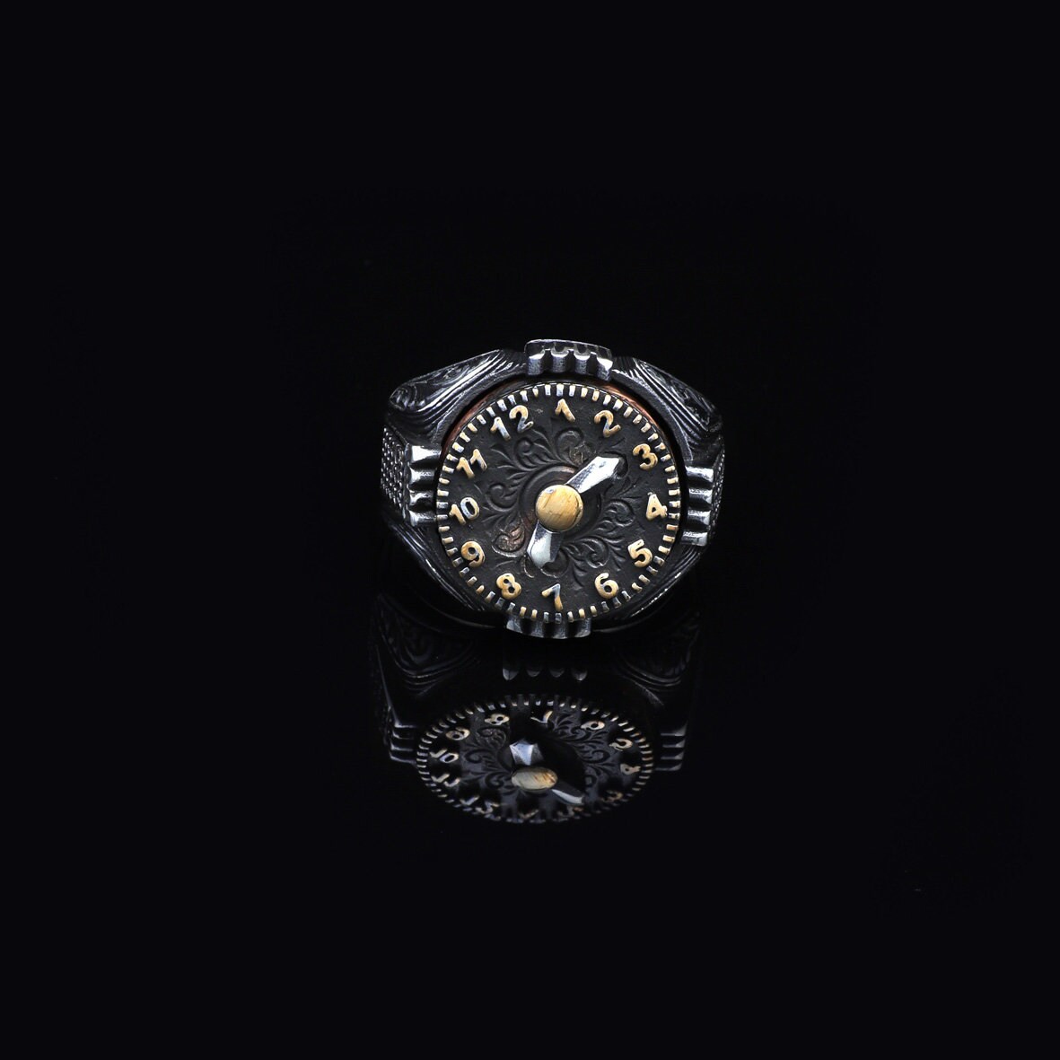Vintage 925k Sterling Silver Watch Ring - Clock Wheel Design - Etsy