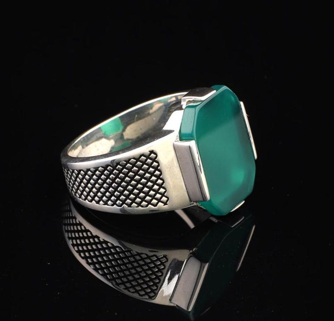 Vintage Ottoman Jade Signet Ring: Handmade Sterling Silver Pinky Ring ...