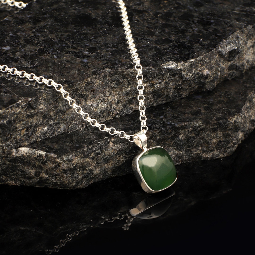 Jade Necklace, Jade Necklace Men, Gemstone Necklace Men, Silver Jade ...