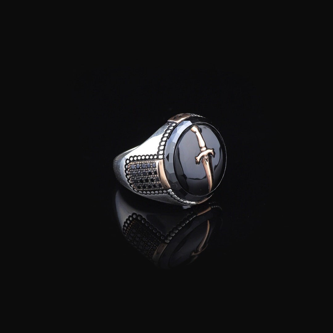 Black Onyx Men's Ring , Sword Ring , Black Onyx Ring Sterling Silver ...