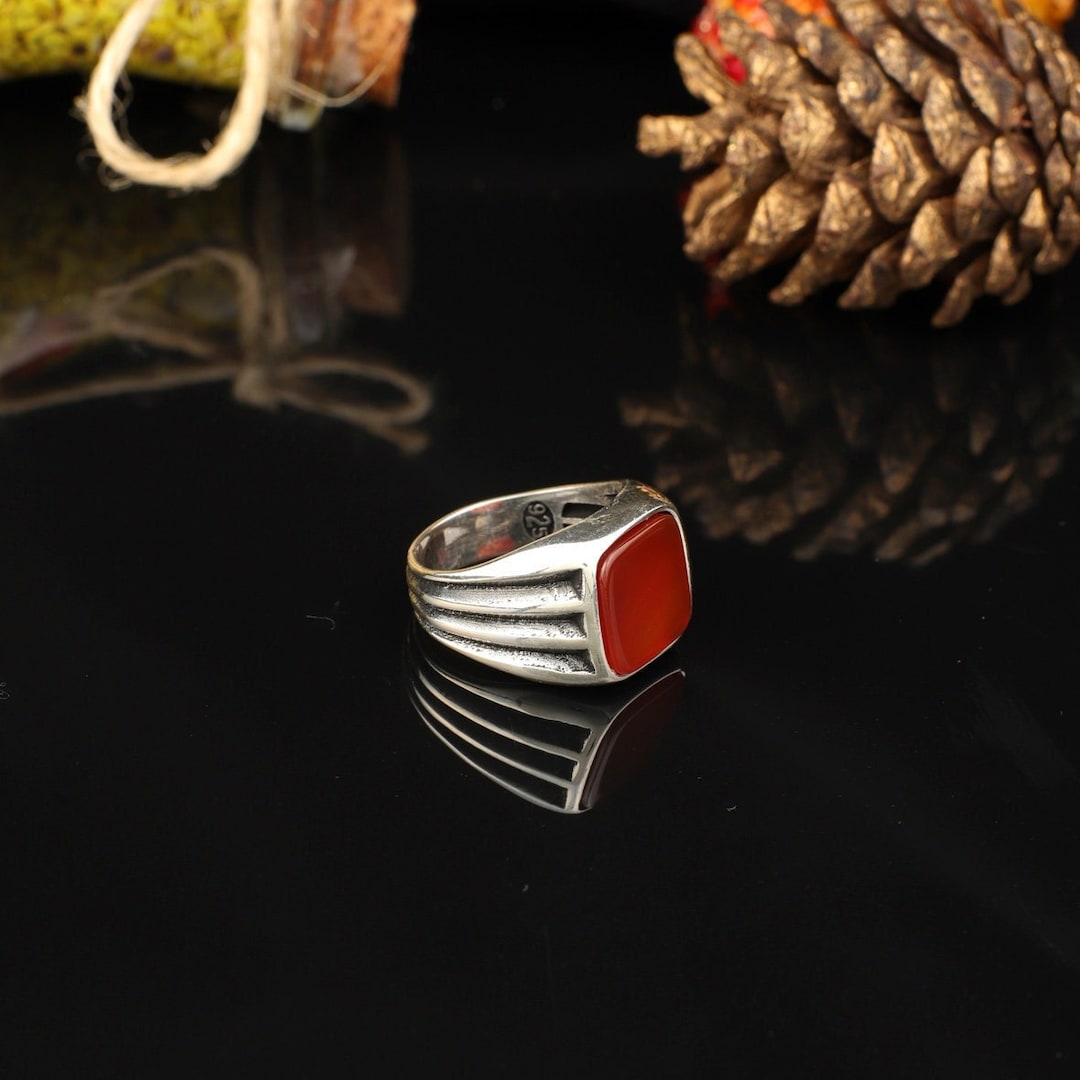 Carnelian Stone Ring ,pinky Ring Men, Red Stone Ring , Ottoman Style ...